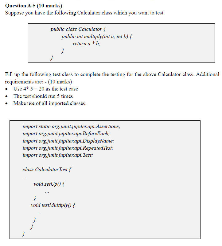 Solved Question A.5 (10 marks) Suppose you have the | Chegg.com