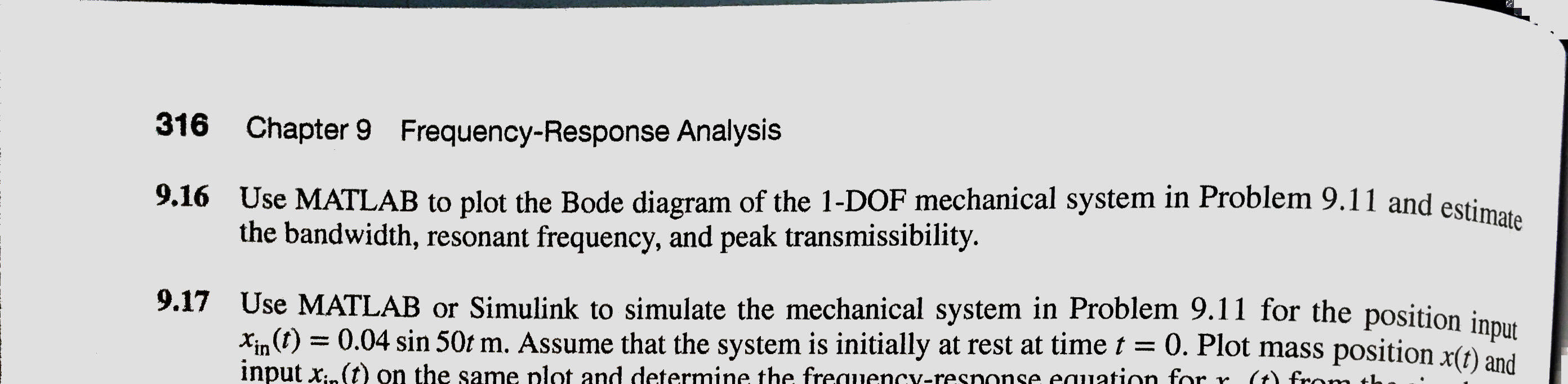 Solved 316 Chapter 9 Frequency-Response Analysis 9.16 Use | Chegg.com