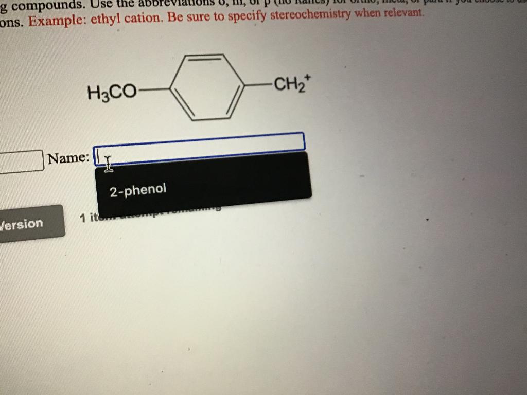 Solved g compounds. Use the ab ons. Example: ethyl cation. | Chegg.com
