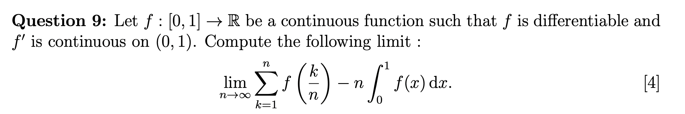 Solved Question 9 Let F [0 1] → R Be A Continuous