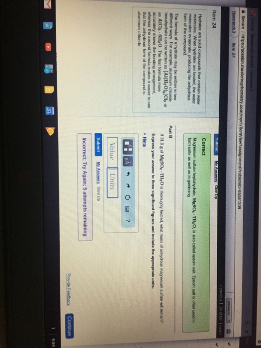 Solved D 86581209 Item 24 Correct Hydratos are solid c bath | Chegg.com
