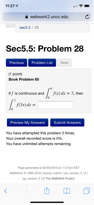 Solved 11:27 1 a webwork2.uncc.edu C sec5.5/28 Sec5.5: | Chegg.com Solved 11:27 1 a webwork2.uncc.edu C sec5.5/28 Sec5.5: | Chegg.com