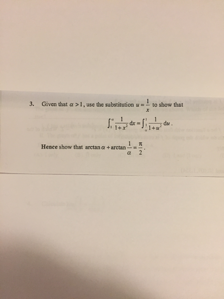 Solved Given that a >1, use the substitution u == х to show | Chegg.com