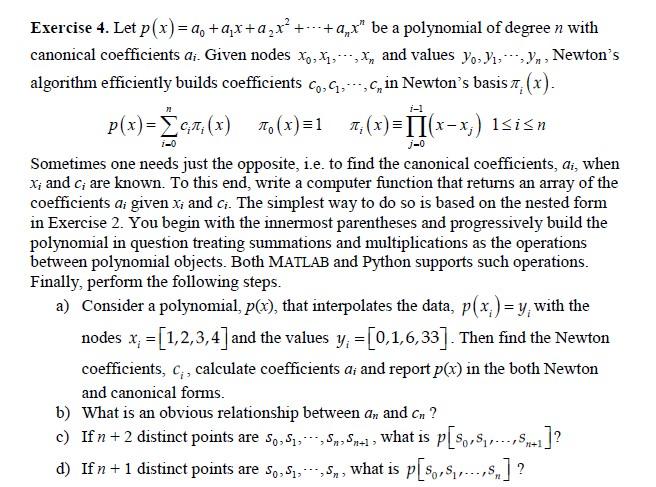 Exercise 4 Let P X A0 A1x A2x2 ⋯ Anxn Be A