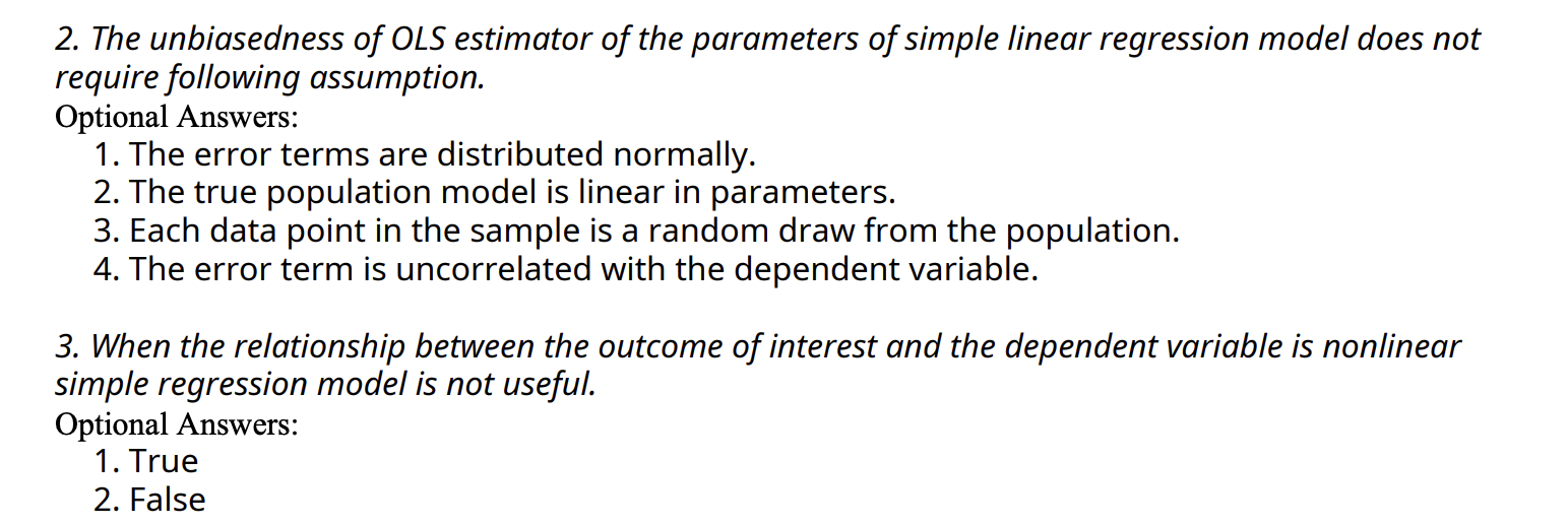 Solved 2. The unbiasedness of OLS estimator of the | Chegg.com