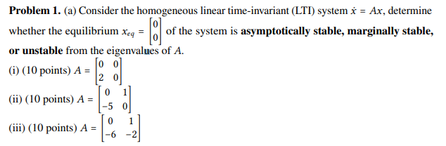 Problem 1. (a) Consider the homogeneous linear | Chegg.com