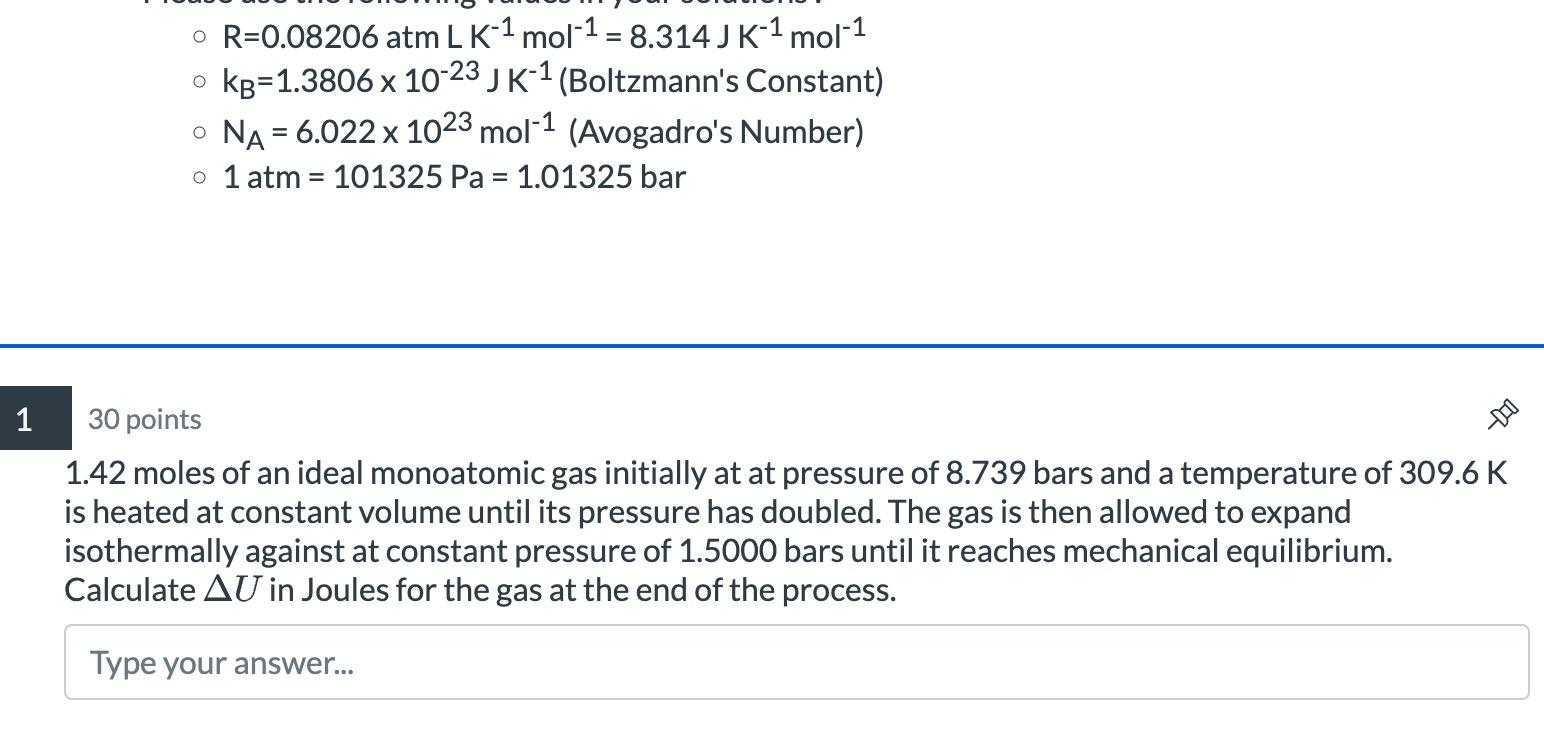 Solved R=0.08206 atmLK−1 mol−1=8.314 J K−1 mol−1 | Chegg.com