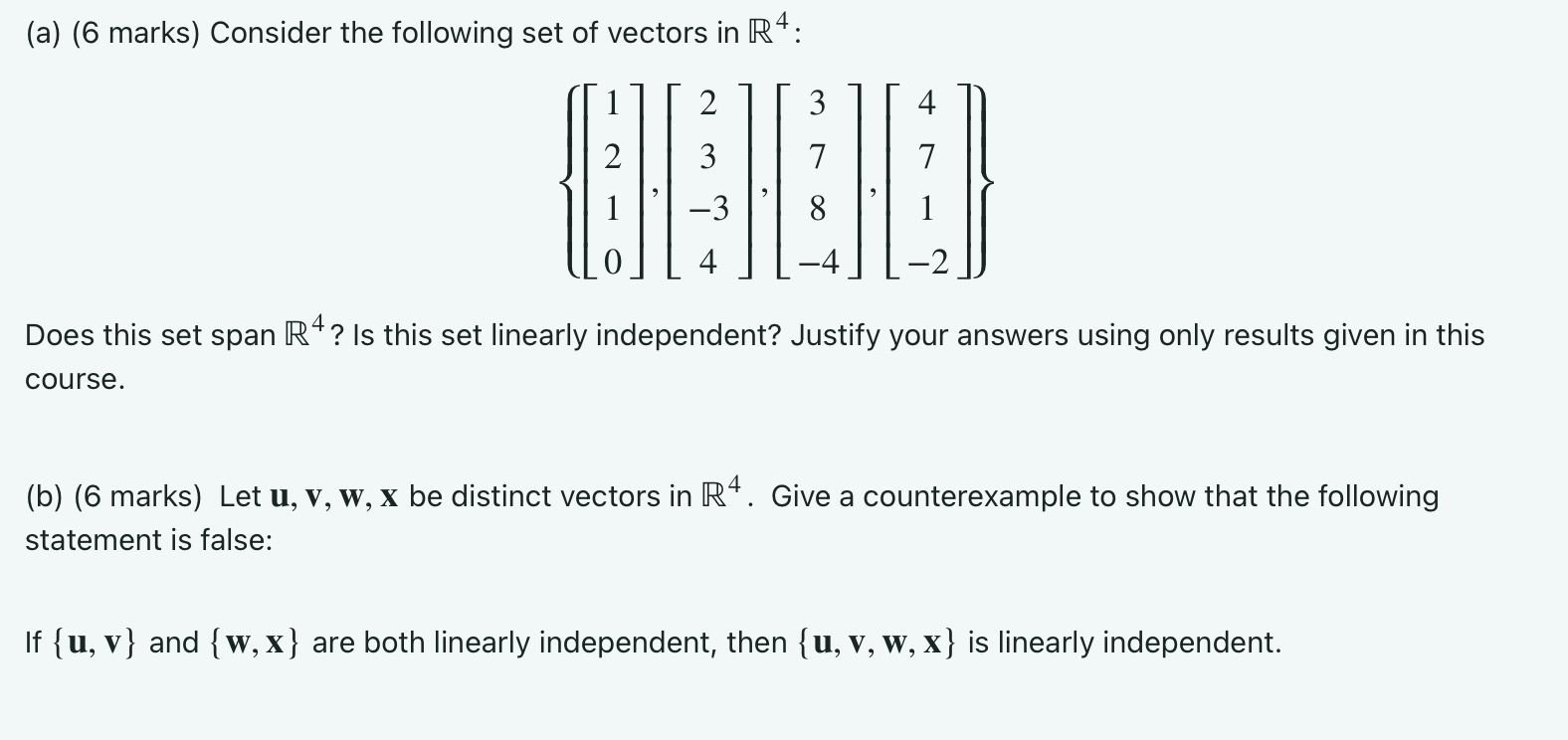 Solved (a) (6 ﻿marks) ﻿Consider the following set of | Chegg.com