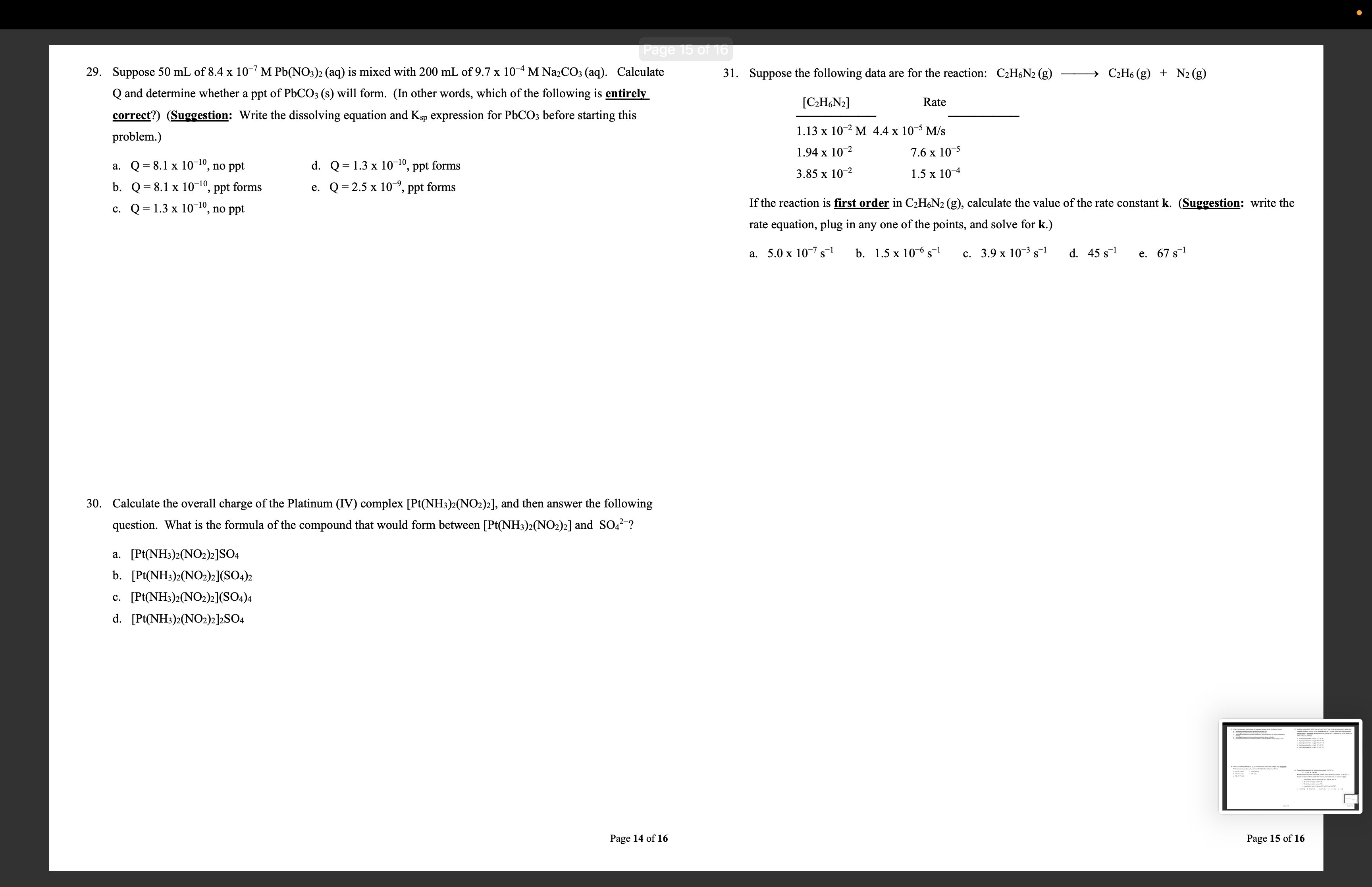 Solved Q and determine whether a ppt of PbCO3 (s) will form. | Chegg.com
