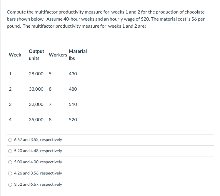 Solved Compute the multifactor productivity measure for | Chegg.com