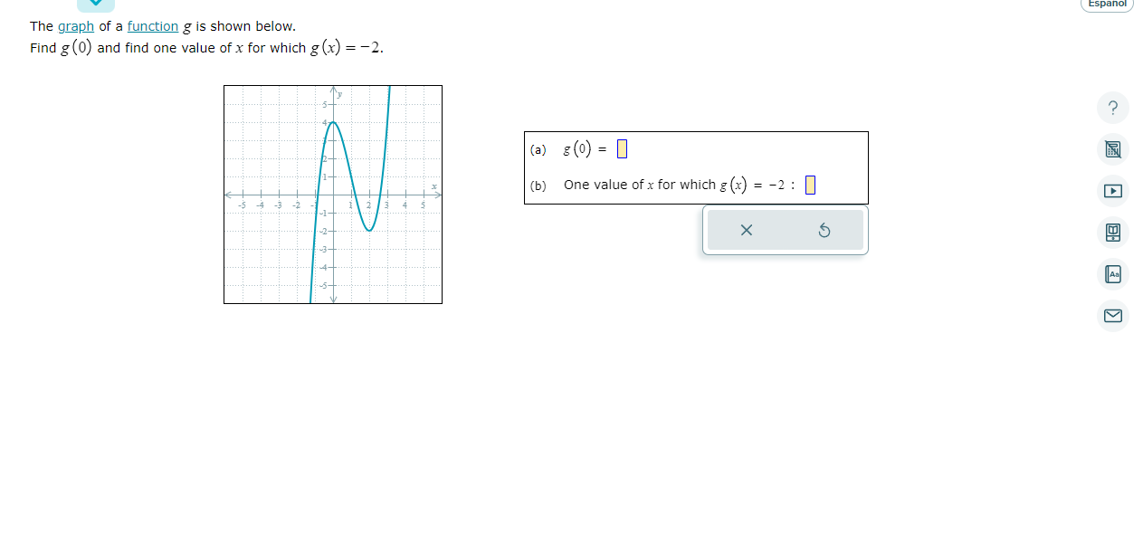Solved The graph of a function g is shown below. Find g(0) | Chegg.com