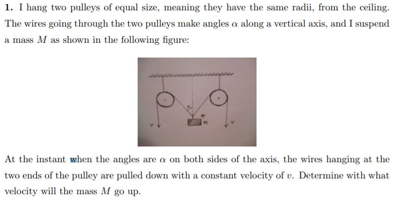 Solved 1. I hang two pulleys of equal size, meaning they | Chegg.com