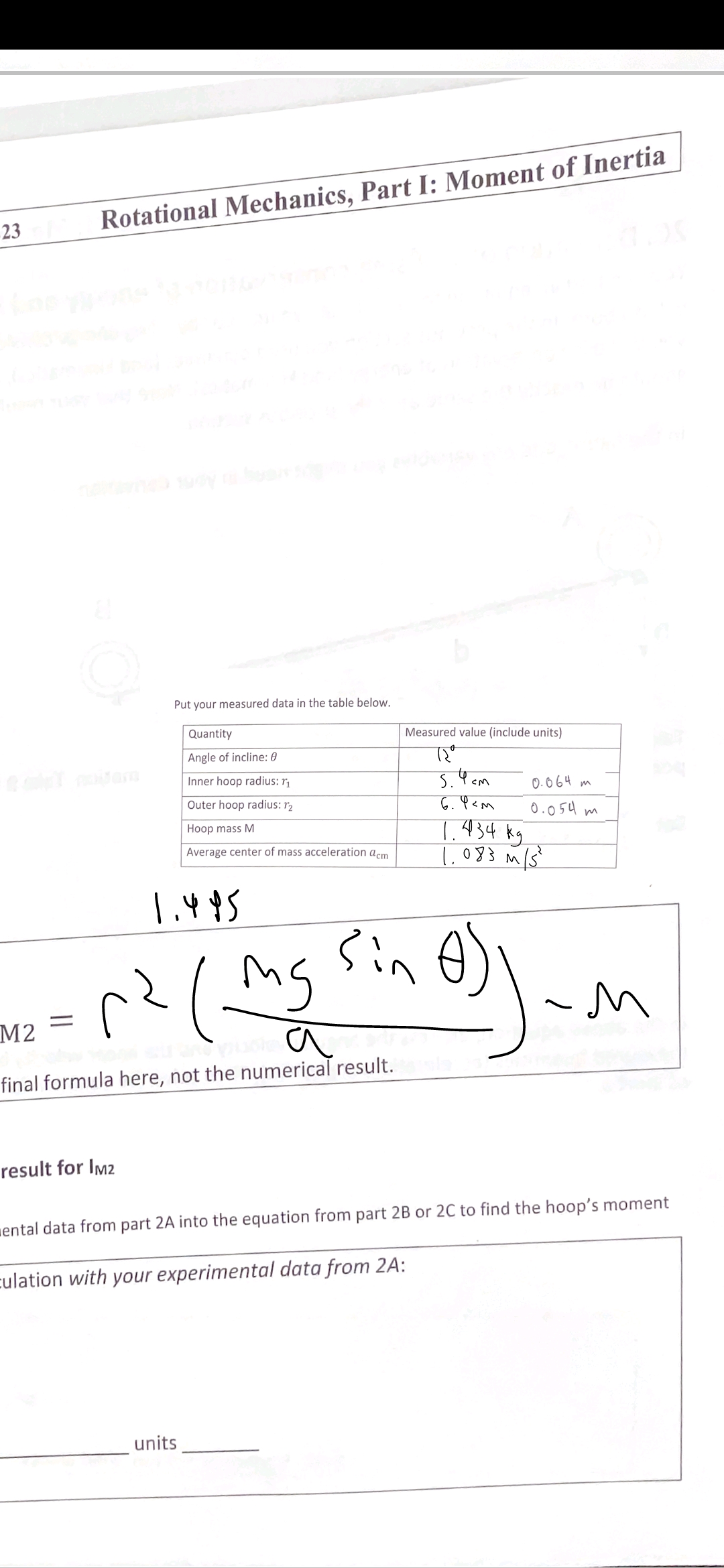 ΣFy=Mgcos(θ)Στ=IMλ⋅α In the last equation, indicate | Chegg.com