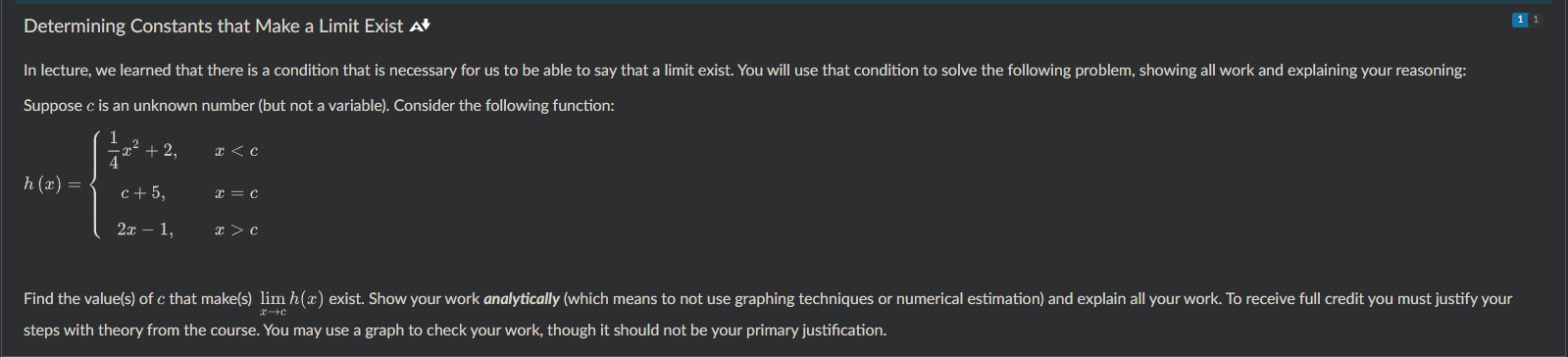 Solved Determining Constants that Make a Limit Exist At | Chegg.com