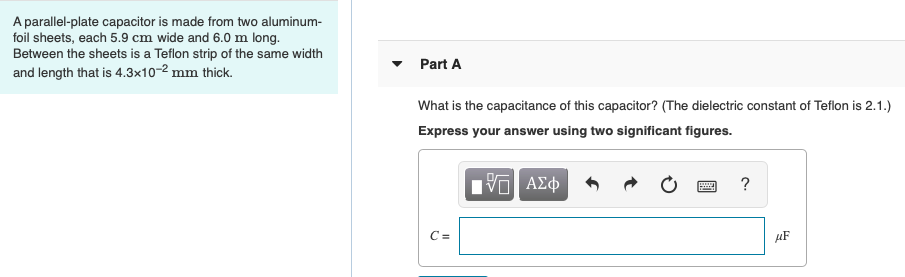 Solved A parallel-plate capacitor is made from two aluminum- | Chegg.com