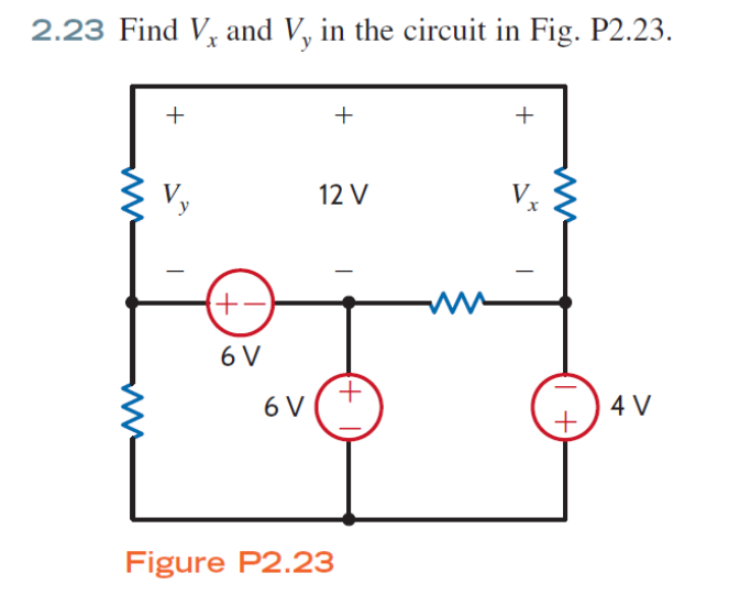 Solved 2.23 Find Vx and Vy in the circuit in Fig. P2.23. | Chegg.com