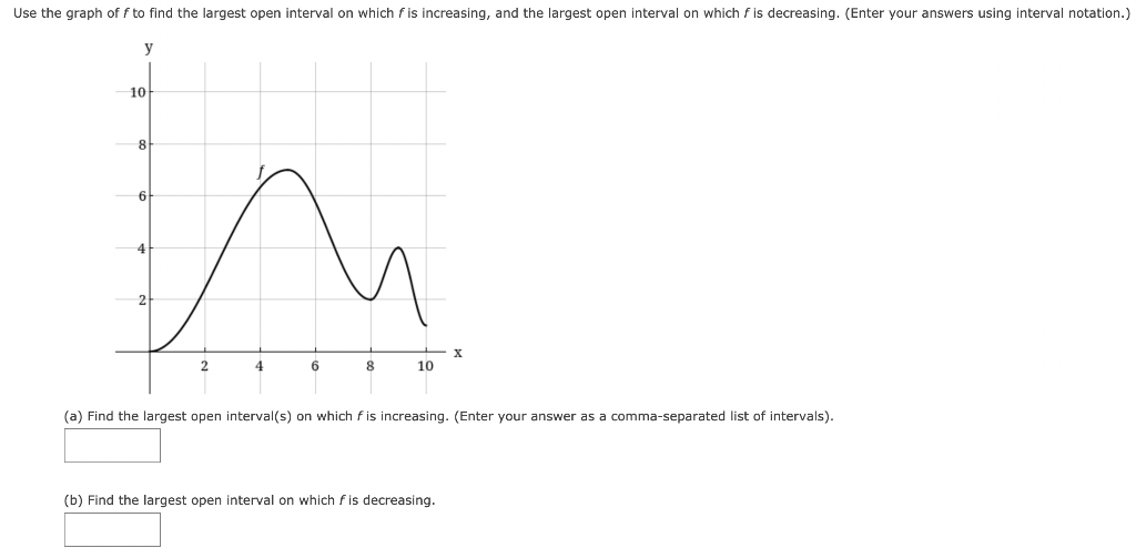Solved Use the graph off to find the largest open interval | Chegg.com