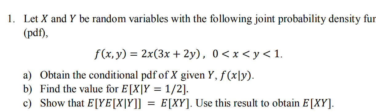 Solved Let x ﻿and Y ﻿be random variables with the following | Chegg.com