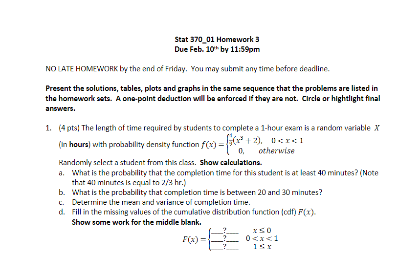 Solved Stat 370_01 Homework 3 Due Feb. 10th by 11:59pm NO | Chegg.com