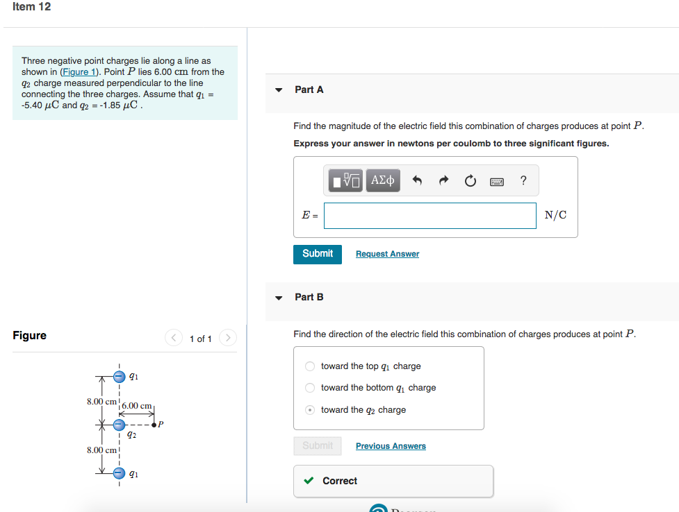 Solved Three negative point charges lie along a line as | Chegg.com