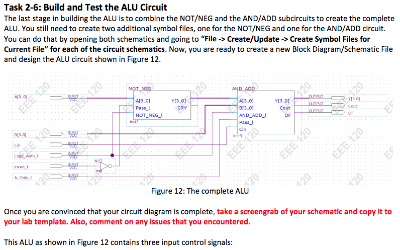 Solved Task 2-6: Build and test the ALU Circuit The last | Chegg.com