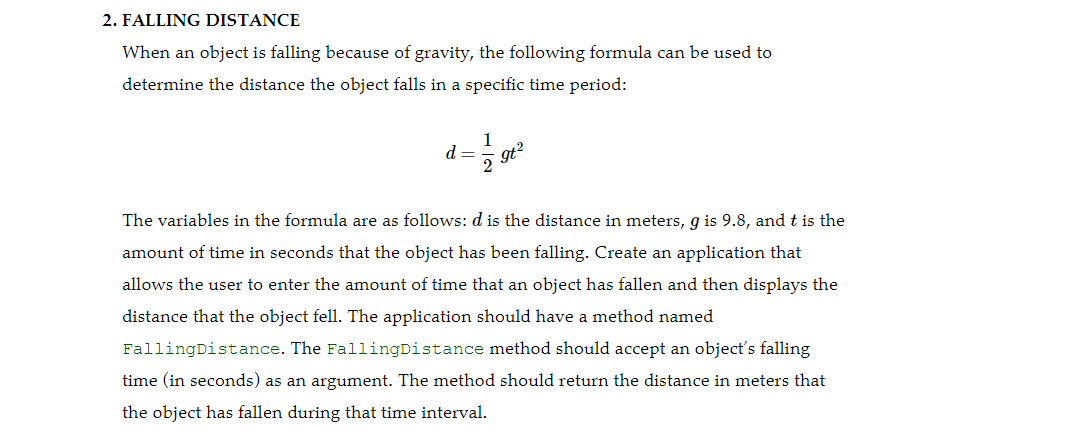 Solved 2. FALLING DISTANCE When an object is falling because | Chegg.com