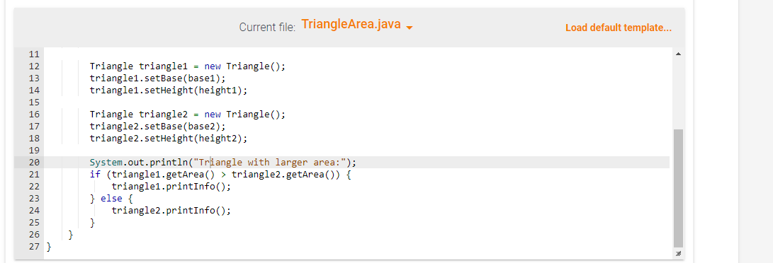 Solved 1.16 LAB: Triangle area comparison (classes) I am | Chegg.com