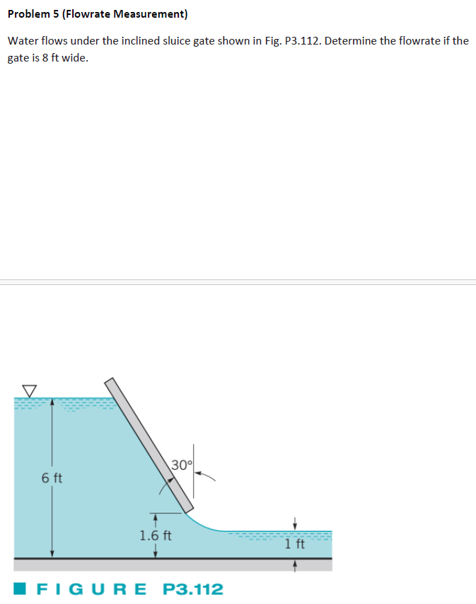 Solved Problem 5 (Flowrate Measurement) Water flows under | Chegg.com