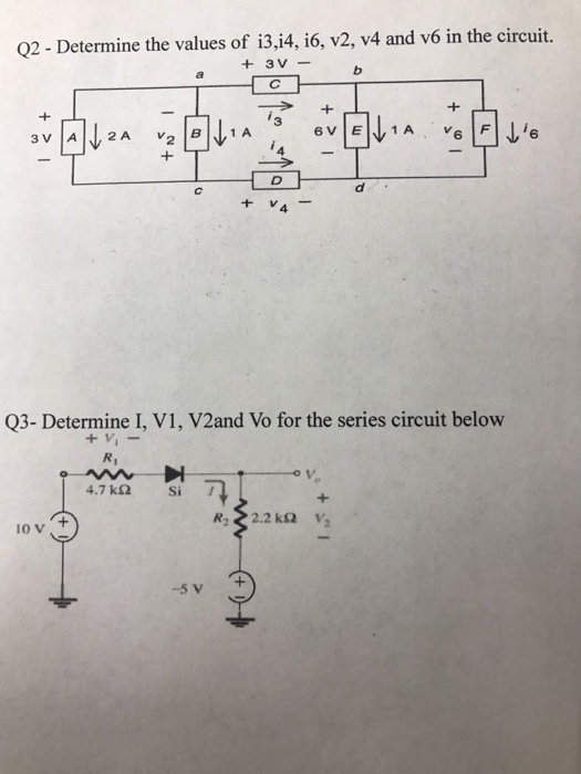 Solved Determine the values of i3, i4, i6, v2, v4 and v6 in | Chegg.com