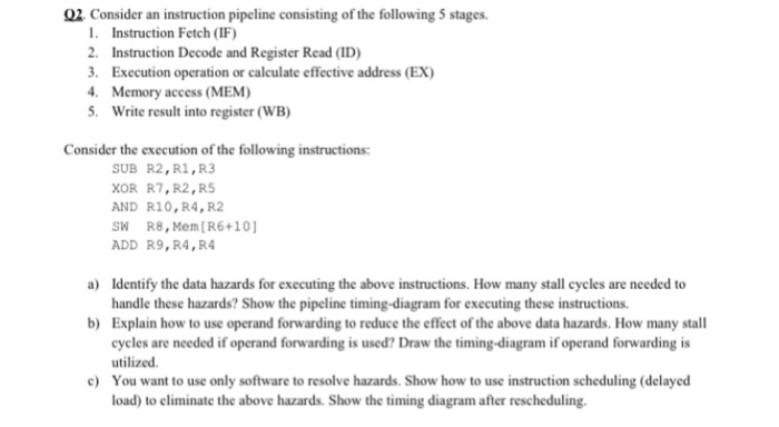 Solved 02 Consider an instruction pipeline consisting of the | Chegg.com