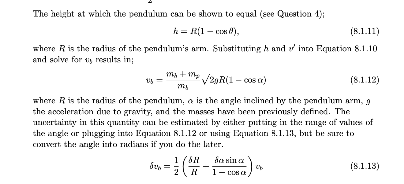 Solved = The height at which the pendulum can be shown to | Chegg.com