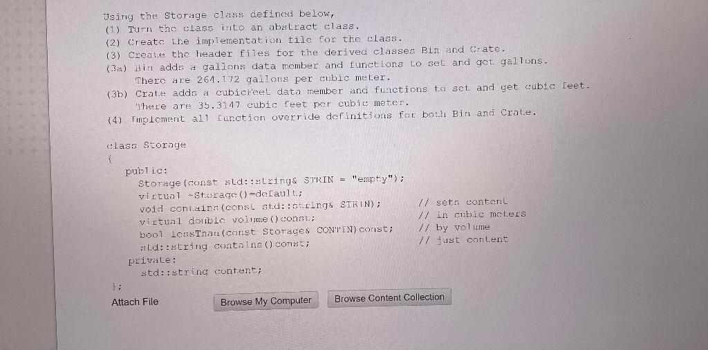 Solved: Using The Storage Class Defined Below, (1) Turn Th... | Chegg.com