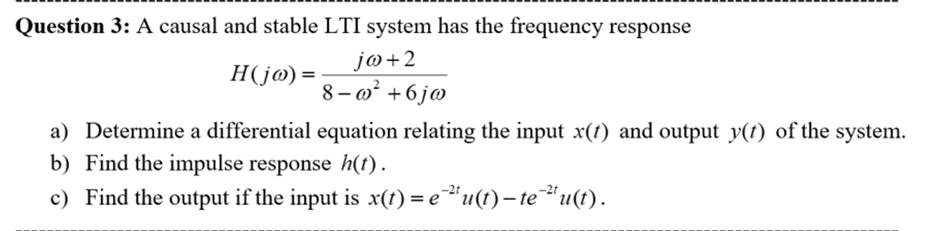 Solved Question 3: A causal and stable LTI system has the | Chegg.com
