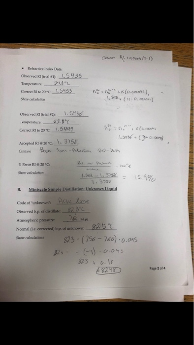 A. Microscale Simple Distillation: Unknown Liquid | Chegg.com