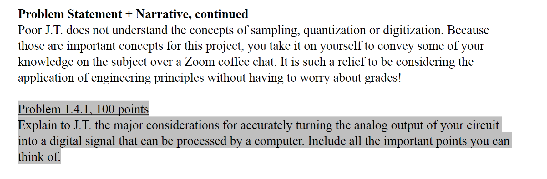 Solved Problem Statement + Narrative, continued Poor J.T. | Chegg.com