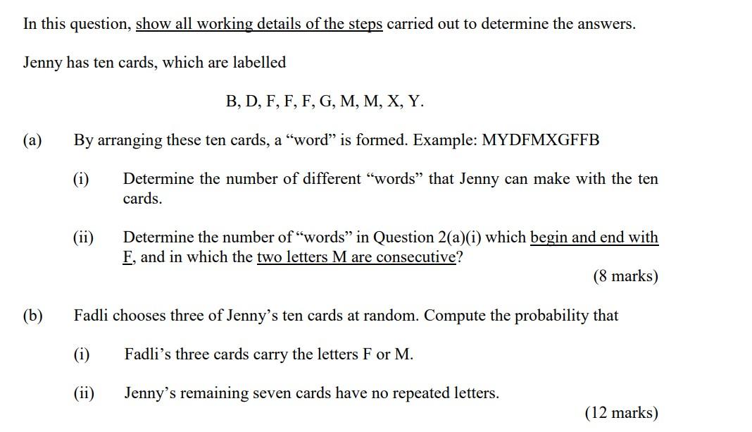 Solved In this question, show all working details of the | Chegg.com