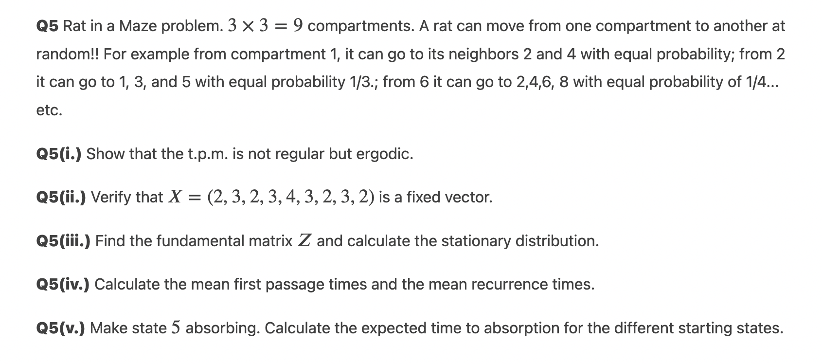 = Q5 Rat in a Maze problem. 3 x 3 = 9 compartments. A | Chegg.com