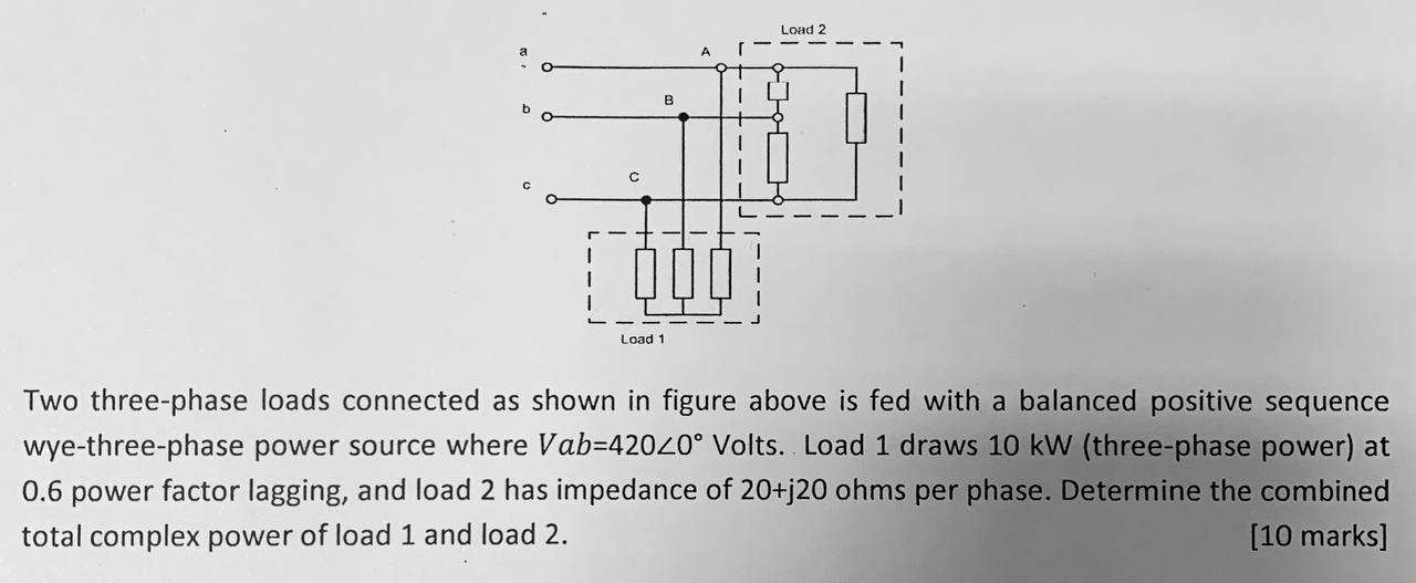 Solved Load 2 B b с Load 1 Two three-phase loads connected | Chegg.com