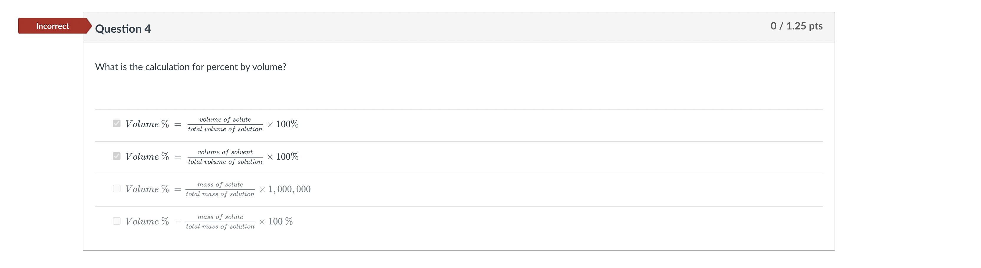 Solved What is the calculation for percent by volume? | Chegg.com