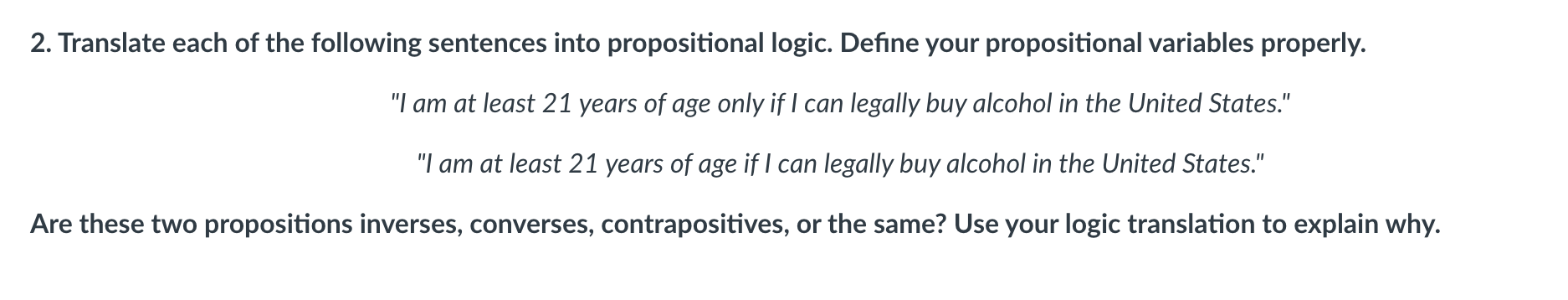 Solved 2. Translate each of the following sentences into | Chegg.com