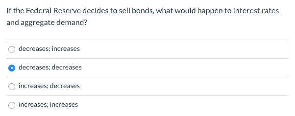 Solved If the Federal Reserve decides to sell bonds, what | Chegg.com