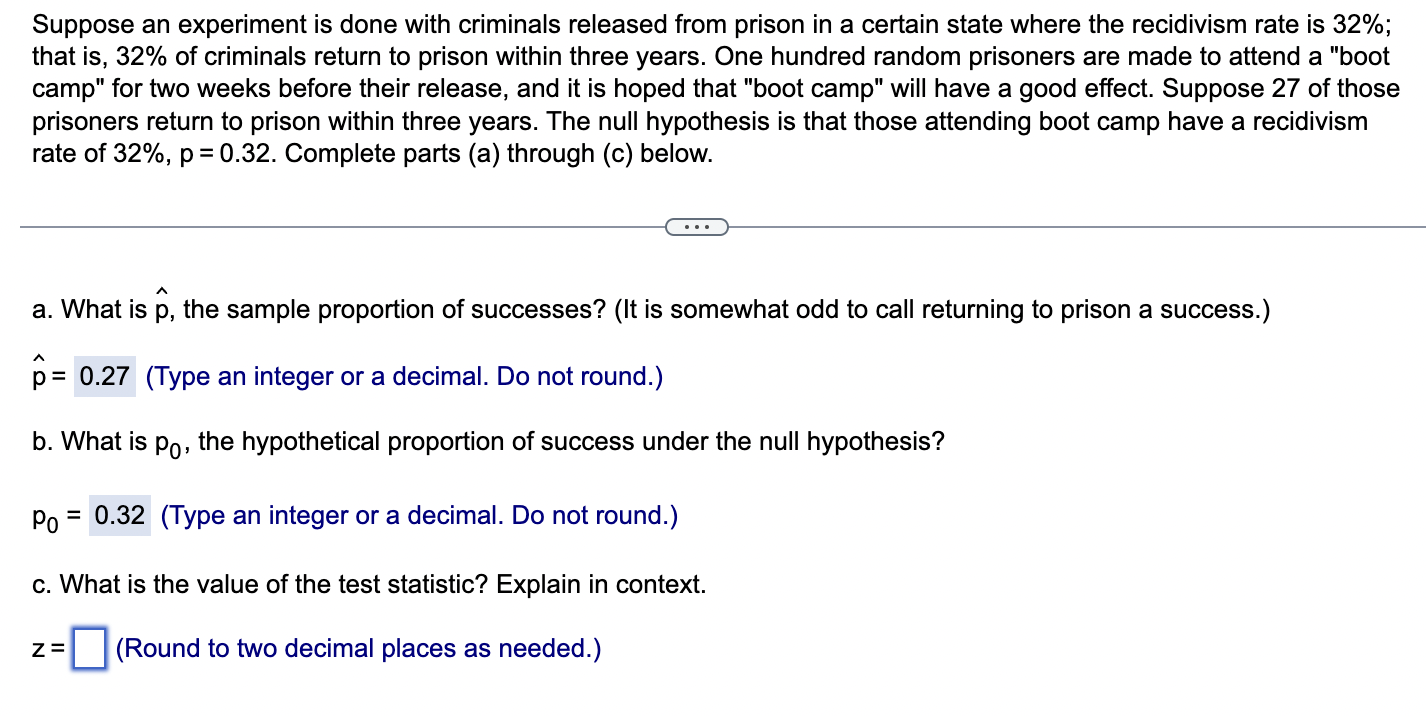 Solved Suppose an experiment is done with criminals released | Chegg.com
