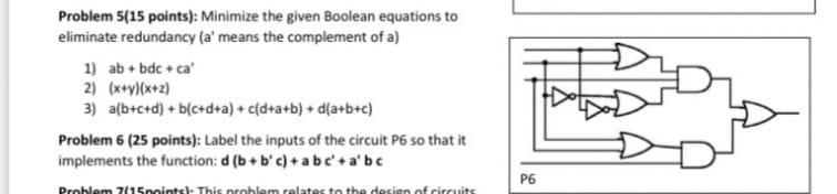 Solved Problem 5(15 points): Minimize the given Boolean | Chegg.com