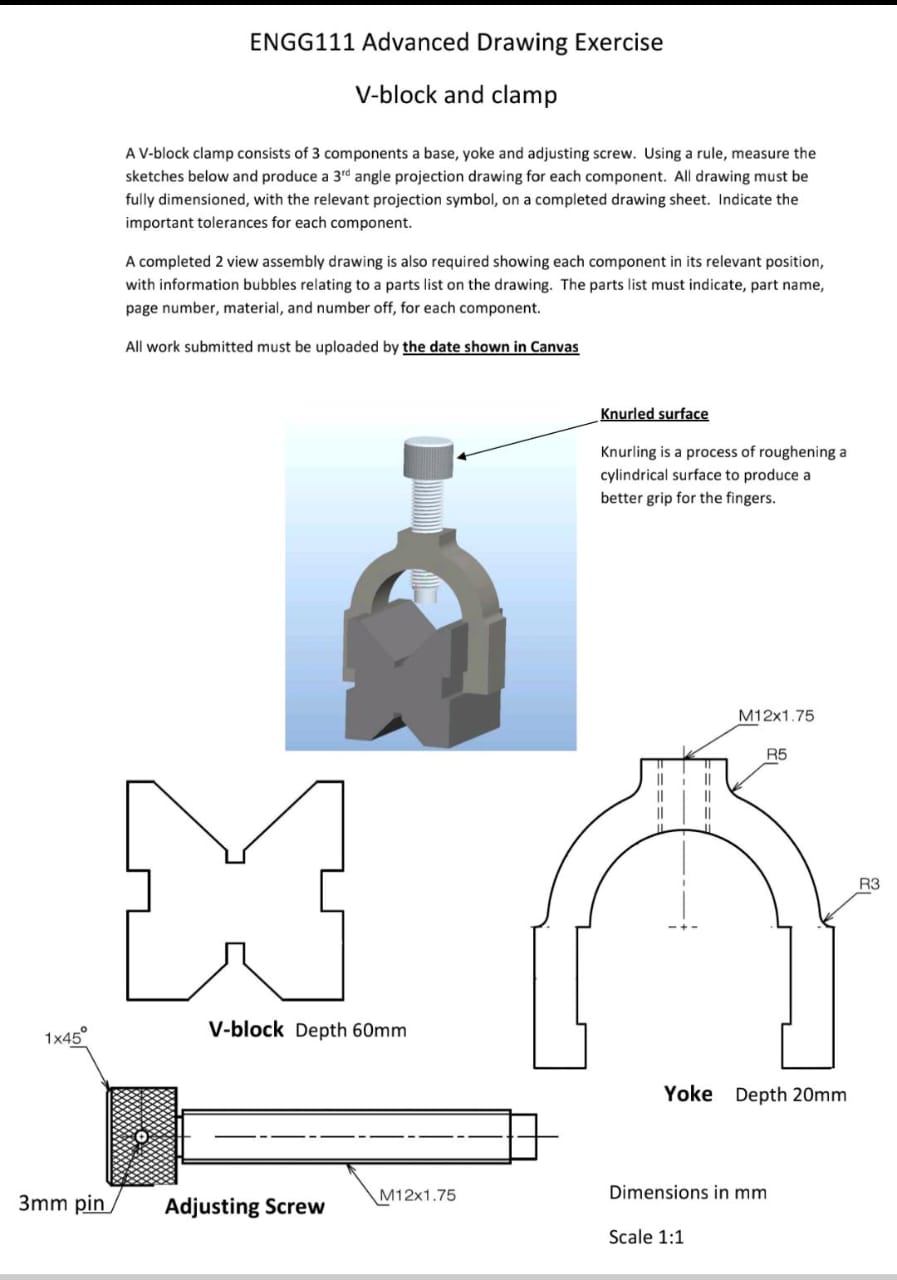 Solved V-block and clamp A V-block clamp consists of 3 | Chegg.com