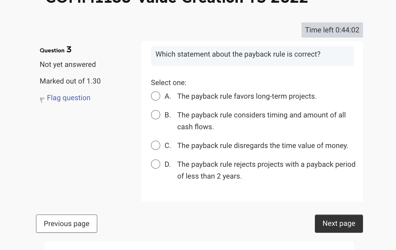 Solved Question 3 Which statement about the payback rule is | Chegg.com