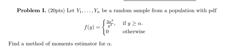Solved Problem I. (20pts) Let Y1, ...,Yn be a random sample | Chegg.com