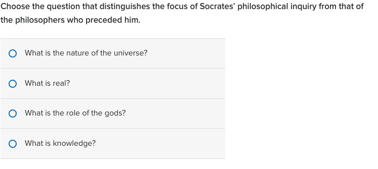 Choose the question that distinguishes the focus of | Chegg.com