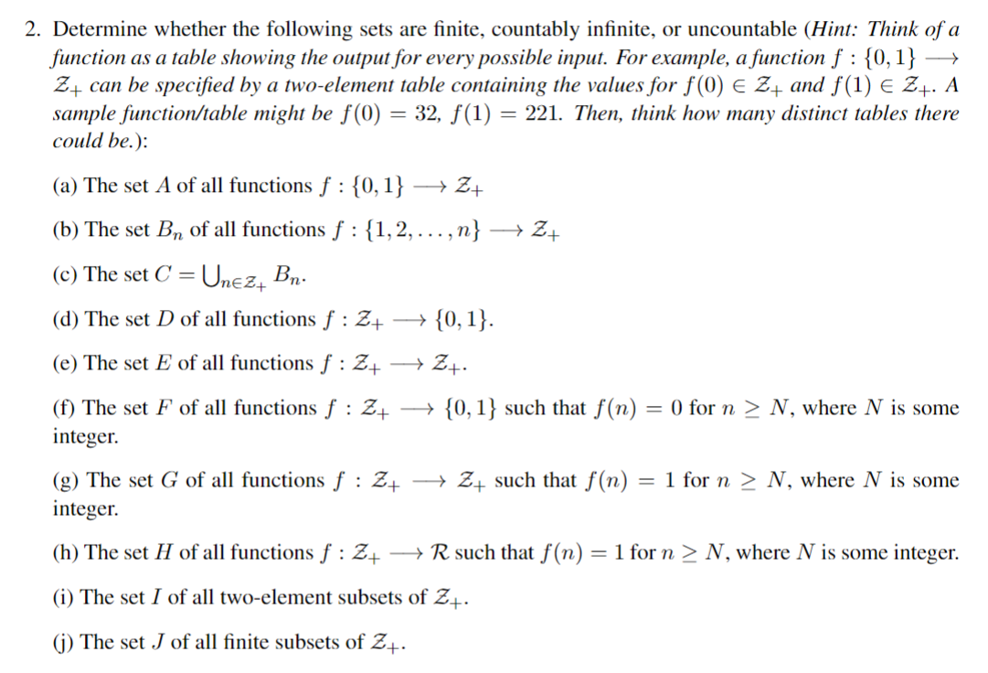 Solved Determine whether the following sets are finite, | Chegg.com