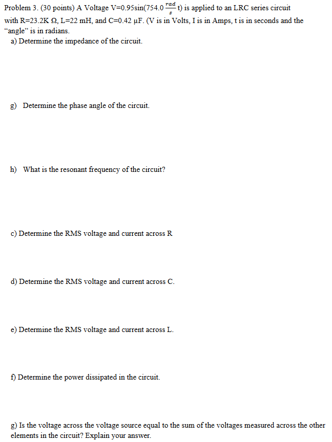 Solved Problem 3. (30 ﻿points) ﻿A Voltage | Chegg.com