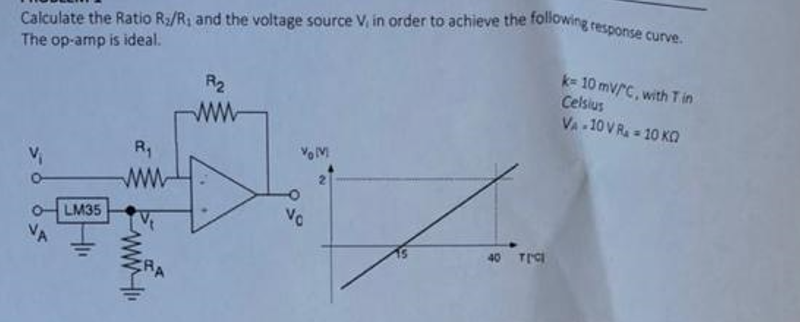 Calculate the Ratio R2R1 ﻿and the voltage source V1 | Chegg.com